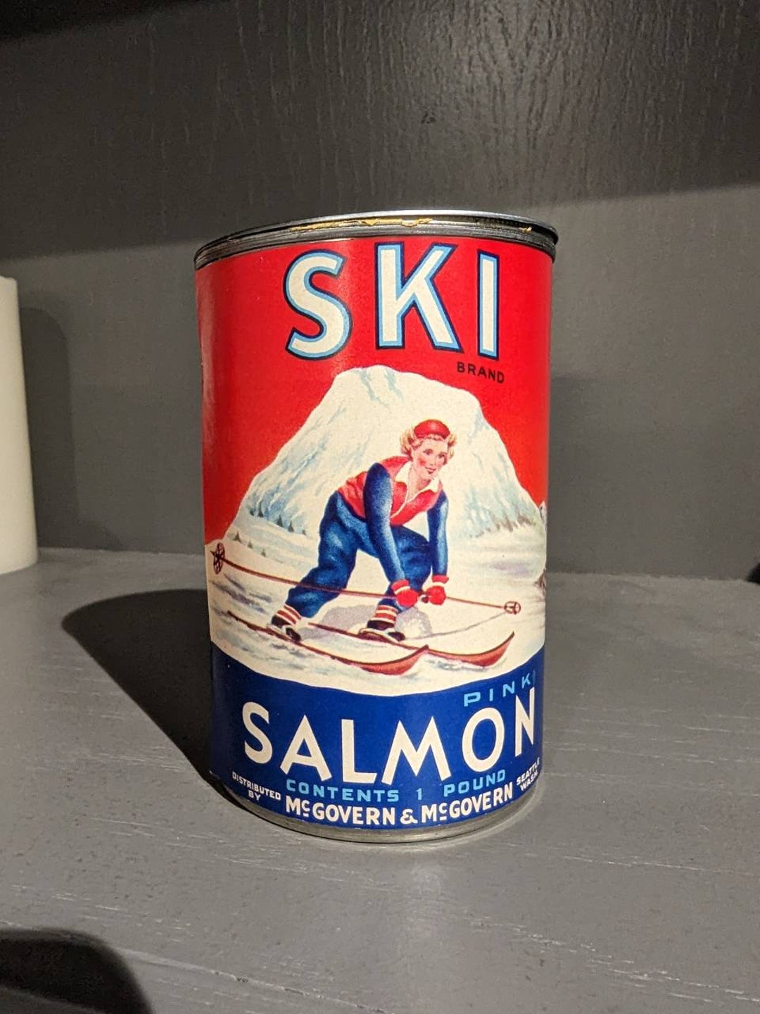 1940s Ski Salmon Old Can Label on Can Mcgovern Seattle Washington - Etsy