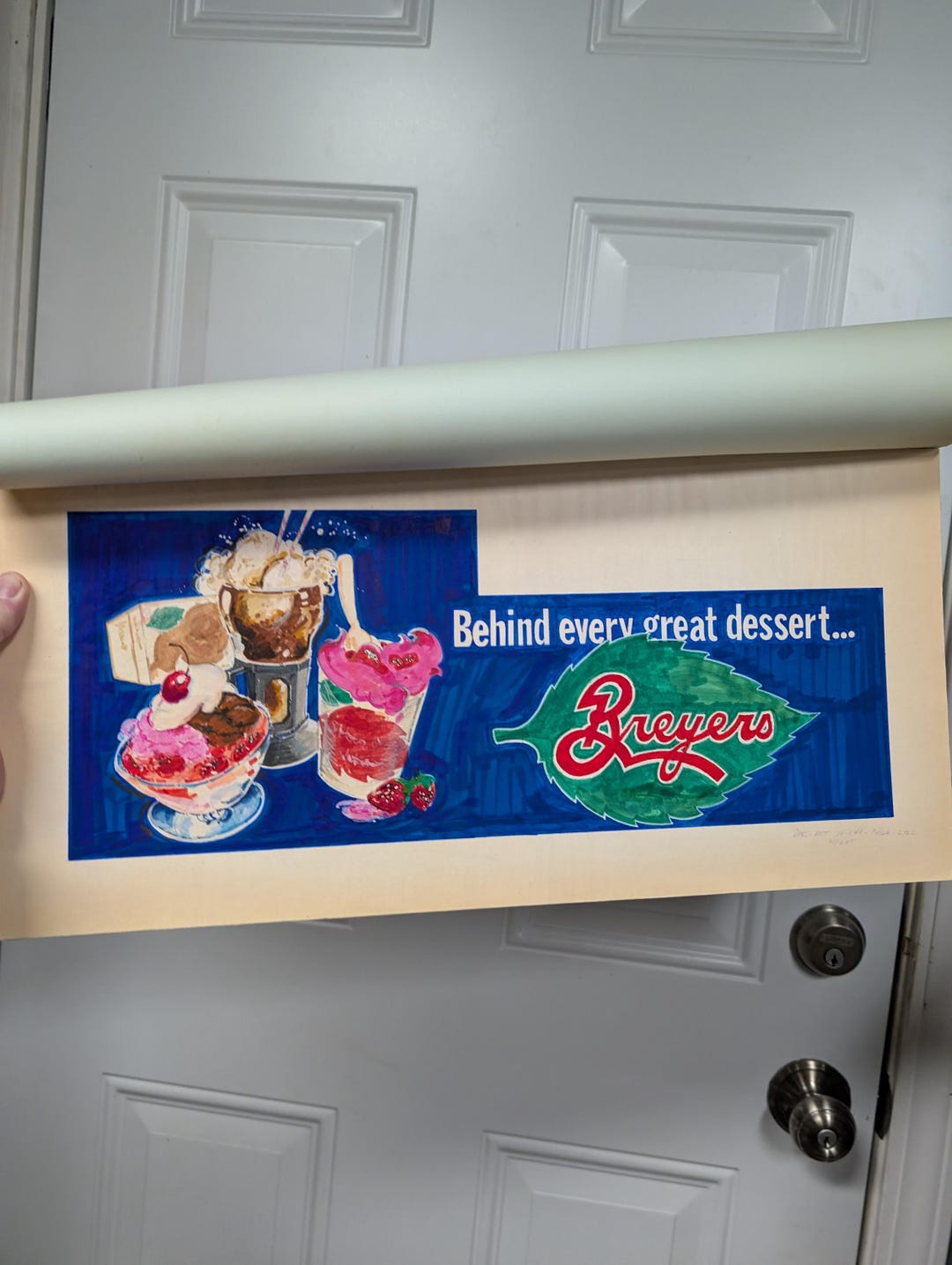 1960s 70s Breyers Ice Cream Billboard Illustration Artwork Sundae Ice ...