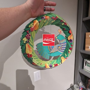 1970s Coca-cola Christmas Wreath Cardboard - Vintage & Original Double ...
