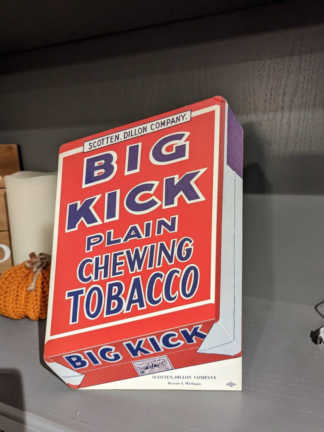 NOS 1940's 1950s Big Kick Chewing Tobbaco Sign Old & Original Cardboard ...