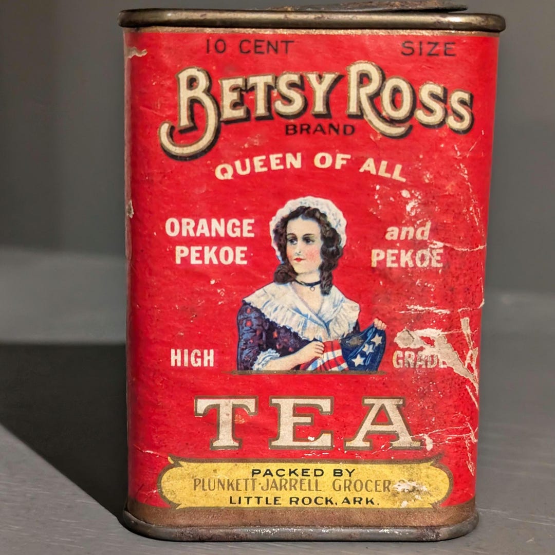 Vintage 1920s 30s Betsy Ross Fine Teas Cardboard Can Iced Tea Old ...