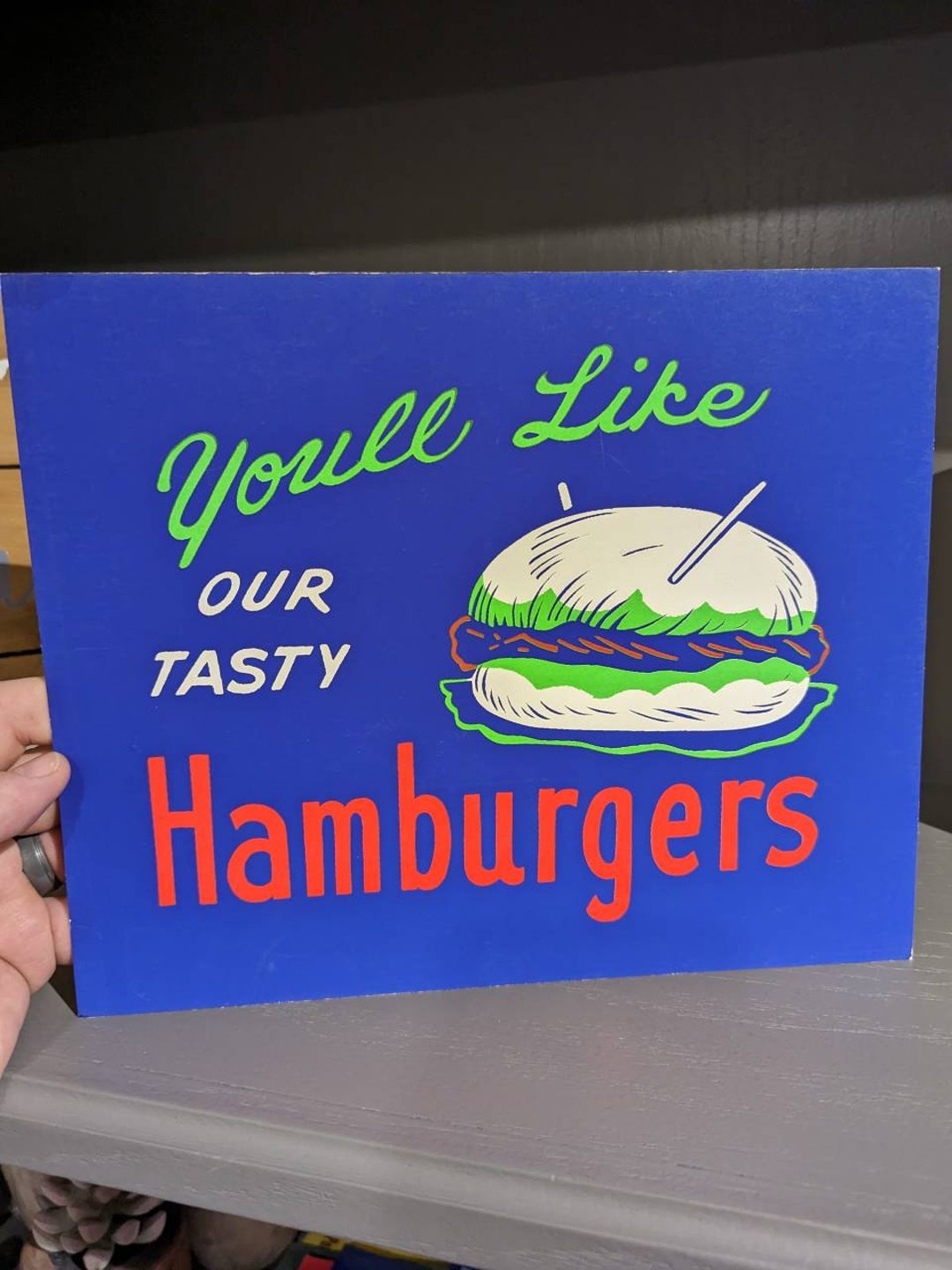 1950's Tasty Hamburgers Cardboard Sign Vintage Diner Restaurant - Etsy