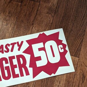 Large 1940's 50c Original Baconburger Hamburgers Diner Cardboard Sign ...