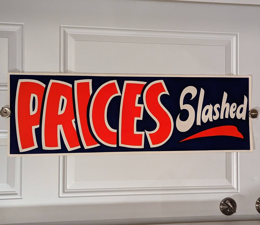 Original 1940s Prices Slashed Shop Sign Vintage Sign Poster - Etsy