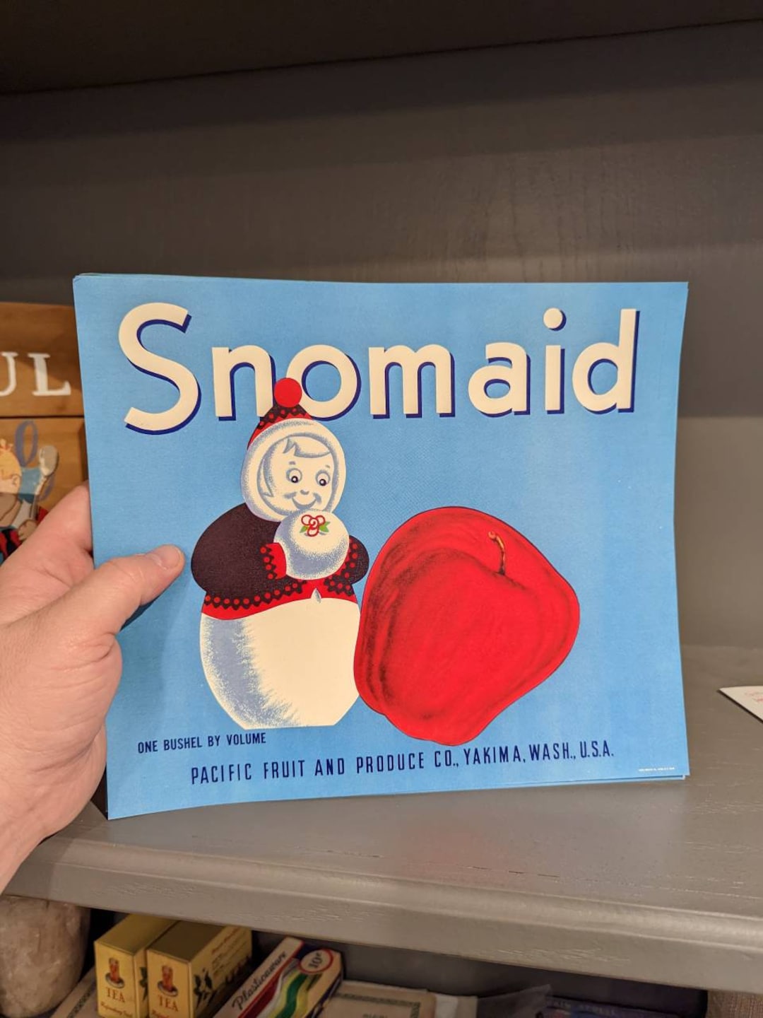 Original 1940's SNOBOY Snomaid Apple Crate Label Old & Original Yakima ...