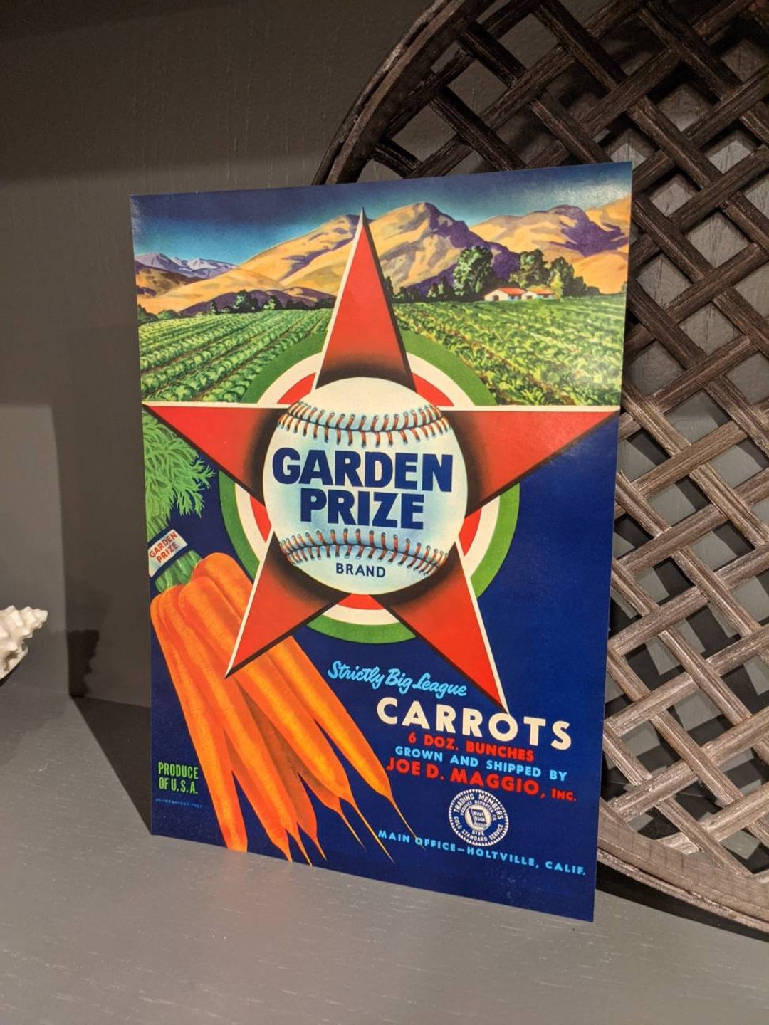 1950's Garden Prize Big League Carrots Vegetables Fruit Crate Label ...