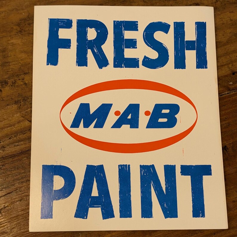 Original 1980s MAB Paints WET PAINT Cardboard Sign - Vintage Choice of ...