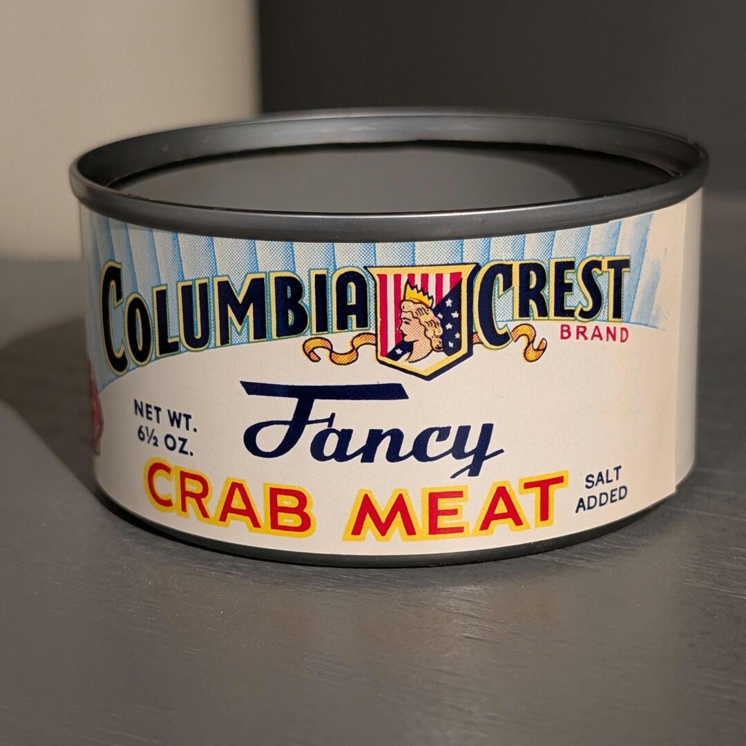 1950s Columbia Crest Fancy Crab Meat Old Can Label on Can - Portland ...