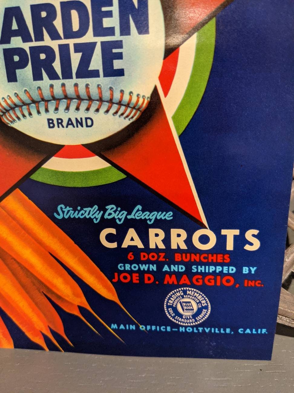 1950's Garden Prize Big League Carrots Vegetables Fruit Crate Label ...