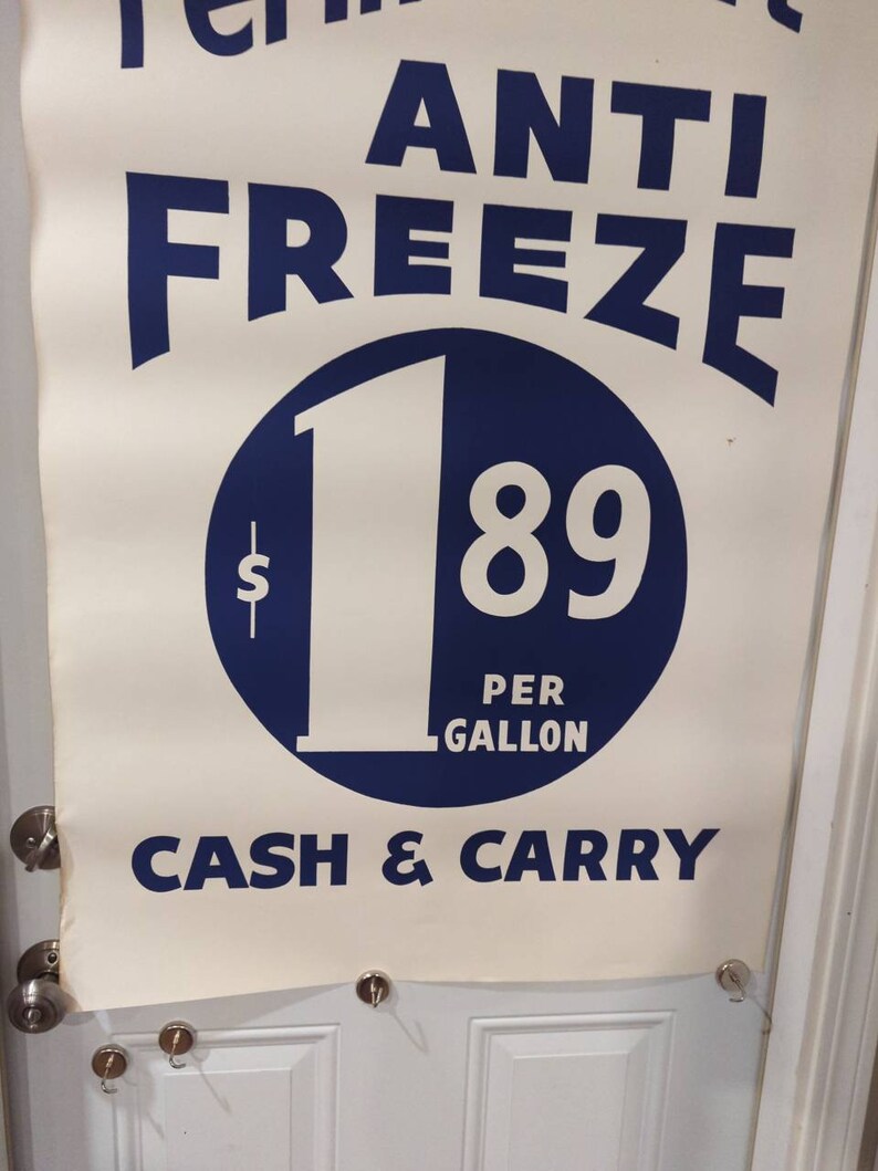 Large Original 1950's 60's Permanent Anti-freeze 1.89 Gallon Can Poster ...