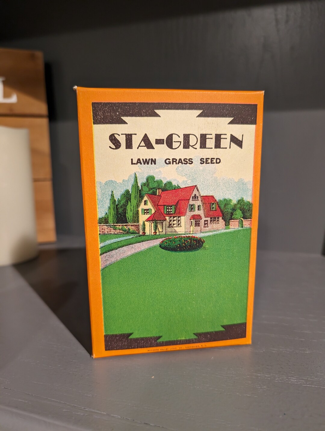 NOS 1930's 1940s Sta-green Grass Seed Box Deco - Old & Original ...