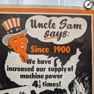 Original Vintage 1950s Uncle Sam Machine Powered Productivity Sign ...
