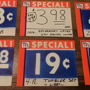 5 1/2 X 7 OK Farewell Hardware Store 1960's Hardware Store Price Sign ...