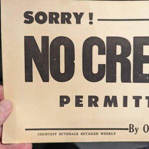 Original 1940's Sorry No Credit Goods Store Hours Cardboard Sign - - Etsy