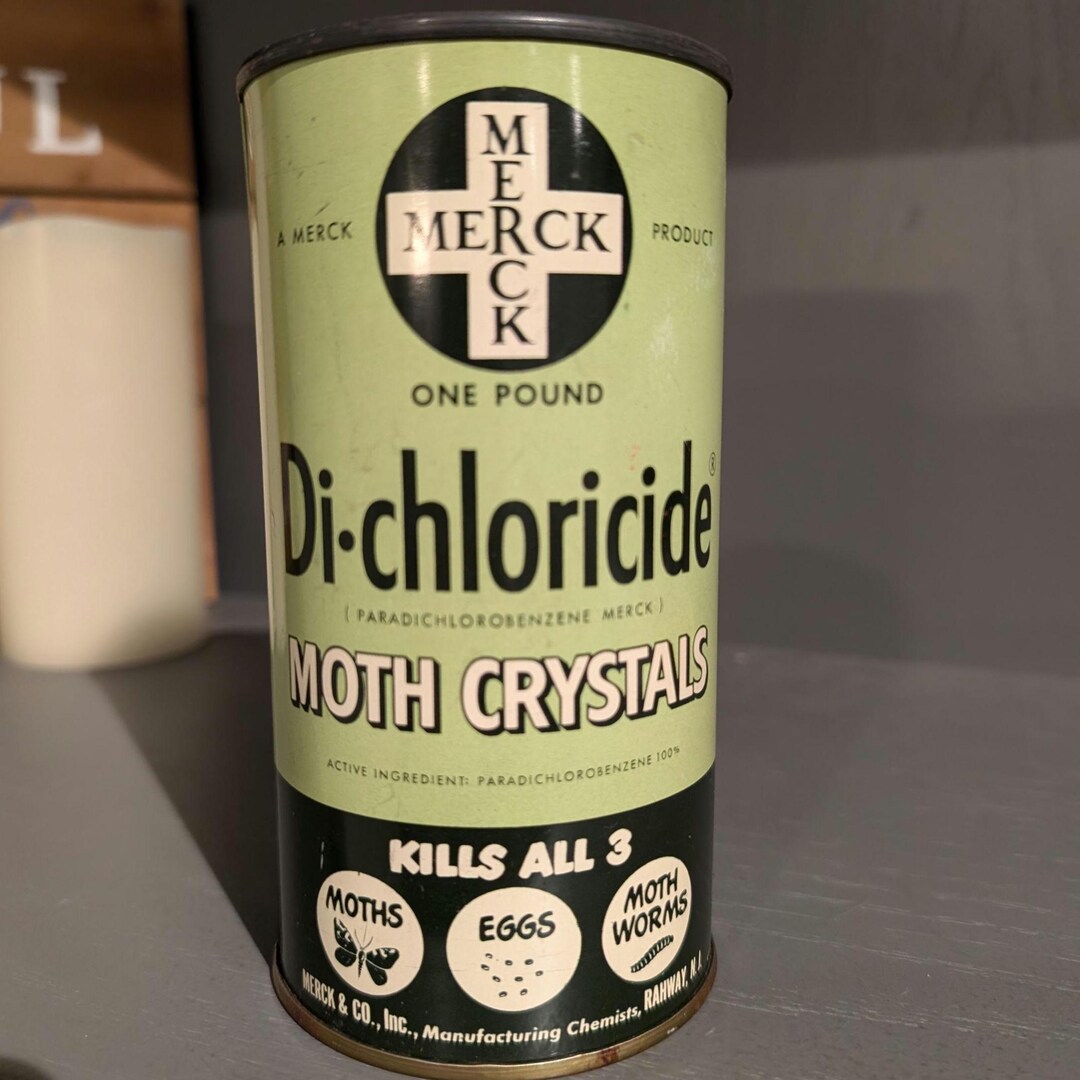 1940s Merck Moth Crystals Large Can - 1 Pounds - Old & Original Tin - Etsy