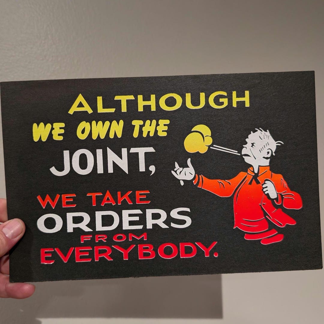 1950's We Don't Take Orders - Cardboard Sign Vintage Diner Restaurant ...