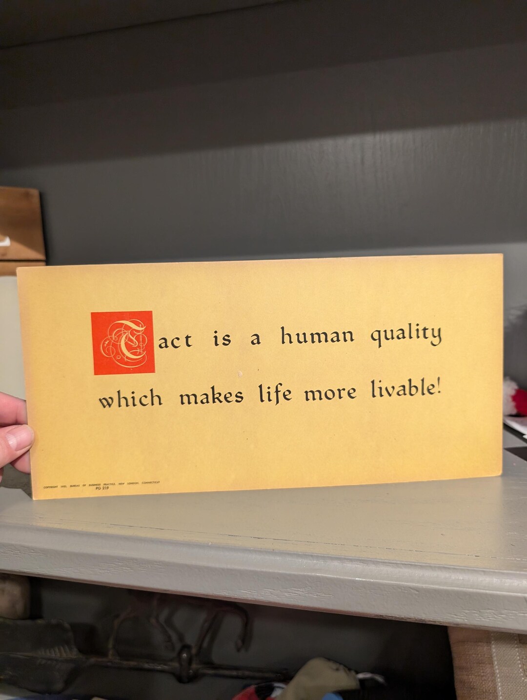 Original Tact is a Human Quality Cardboard Sign 1950s 1953 Bureau of ...