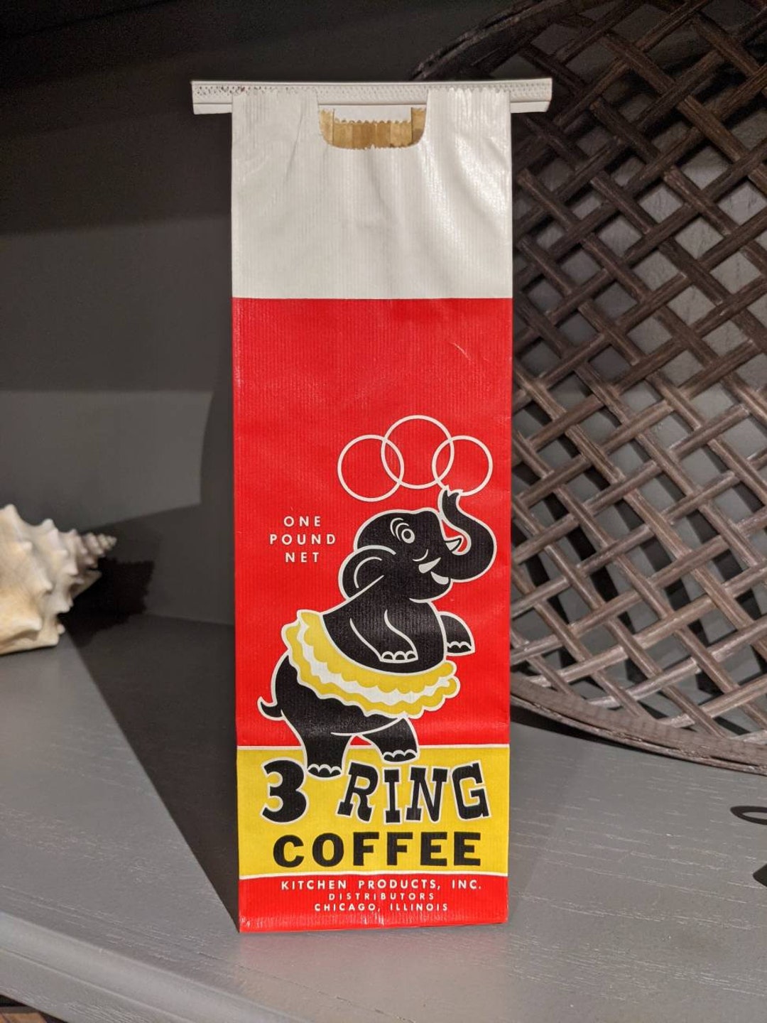 Vintage NOS 1950's 3 Ring Coffee Bag, Elephant- Old & Original Coffee ...