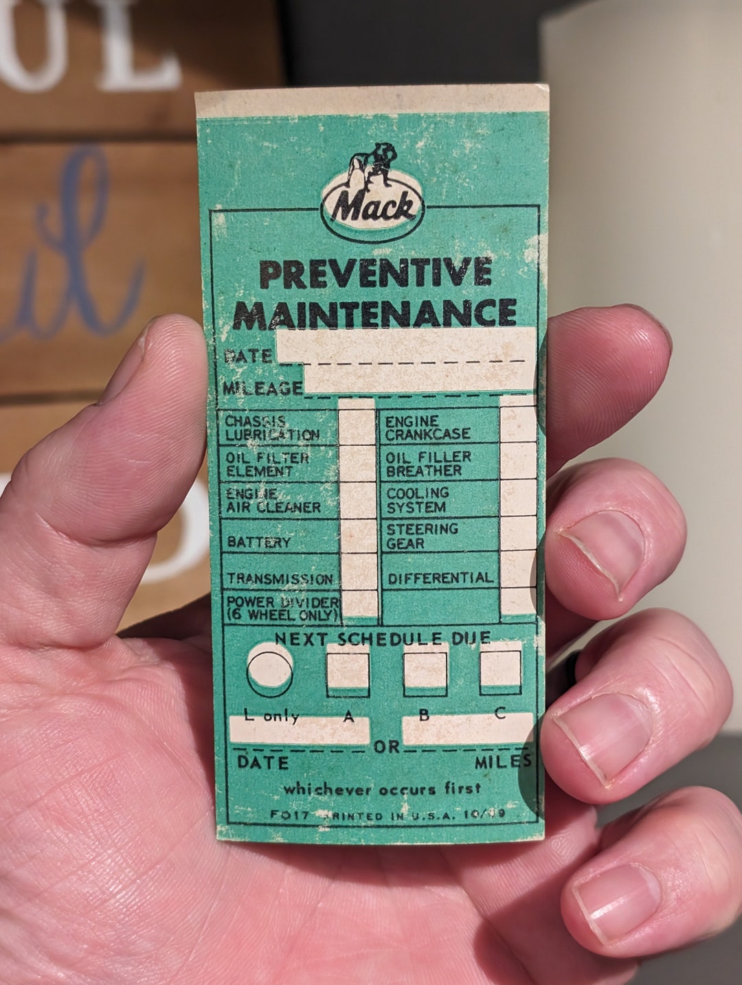 NOS Old and Original 1969 Mack Trucks Motor Oil Change Tag Sticker - Etsy