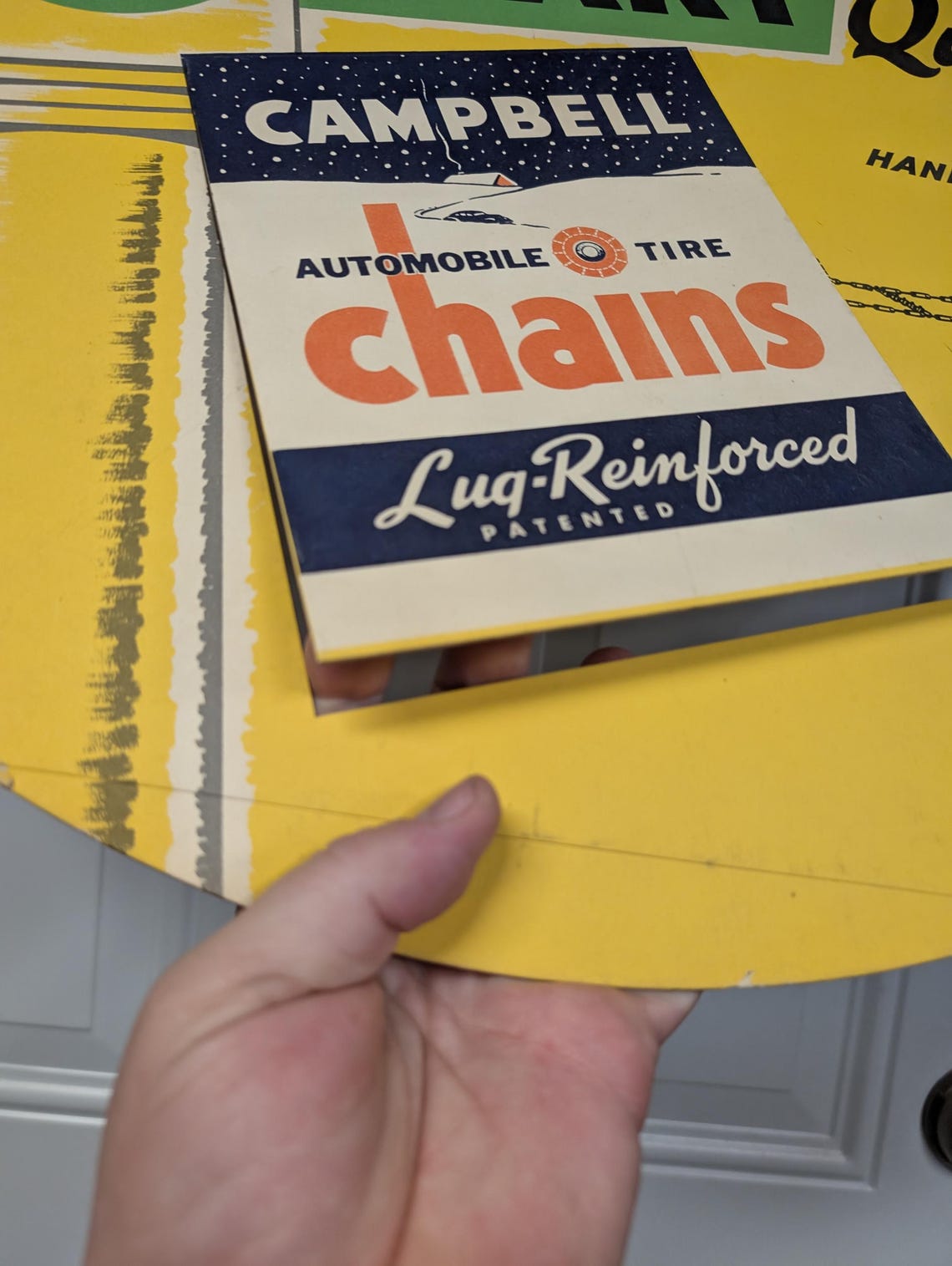 1940s Campbell's Tire Chains Sign Original Automotive Store Cardboard ...