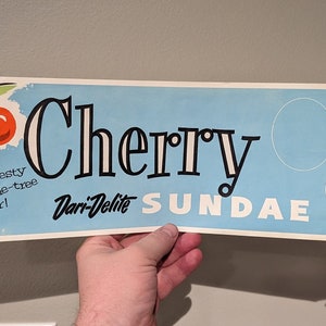 1950's Dari-delite Cherry Sundae Dairy Ice Cream Paper Soda Fountain ...