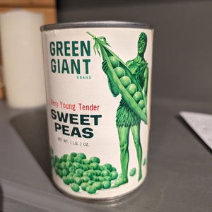 1960's Jolly Green Giant Peas Can Label on Can Original Vintage - Food ...