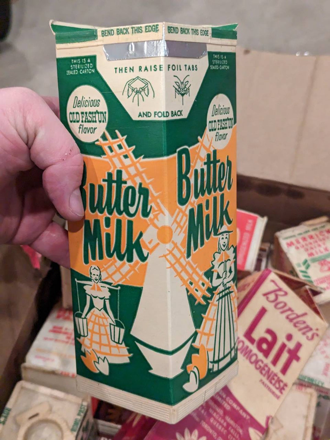 NOS 1950's "old Fash'un Butter Milk" Milk Quart - Sealright Waxed Milk ...