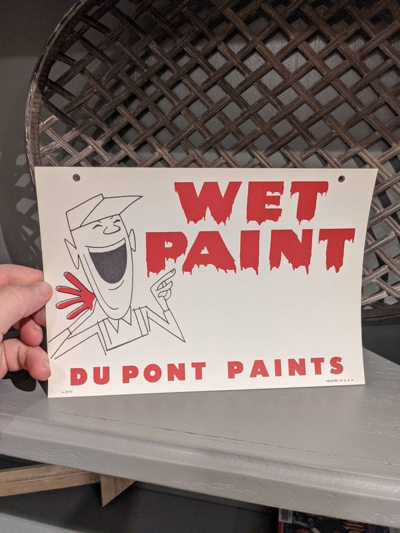 Original 1950's Dupont Paints WET PAINT Cardboard Sign | Etsy