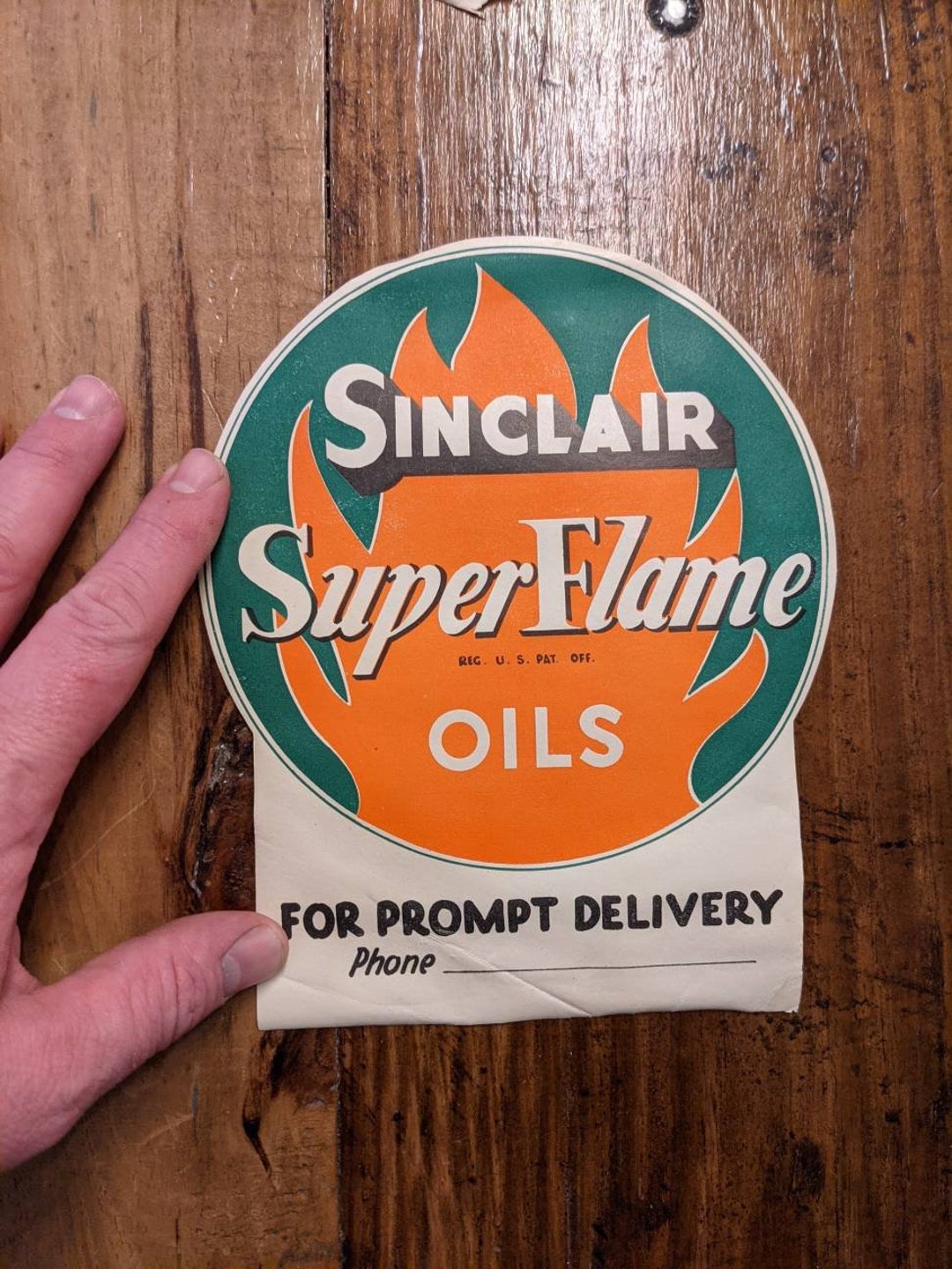 Vintage 1954 Sinclair Oil Company Super Flame Oil Gummed Die Cut Decal ...