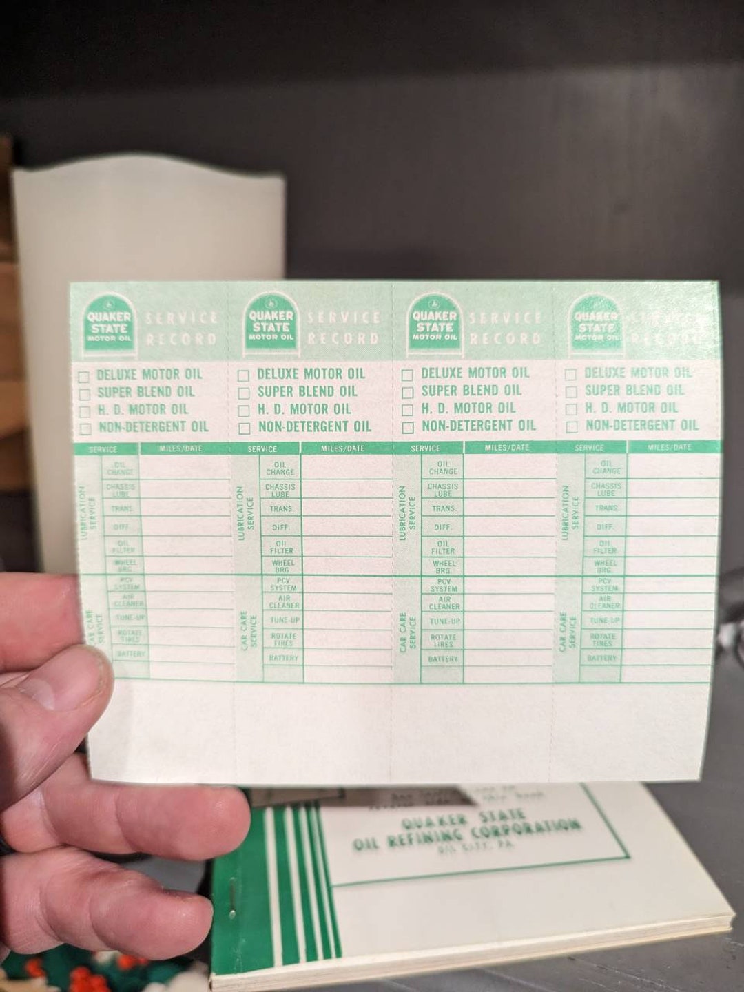 NOS 1970s Old and Original Quaker State Motor Oil Change Tags - Sheet ...