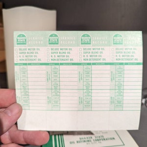 NOS 1970s Old and Original Quaker State Motor Oil Change Tags - Sheet ...