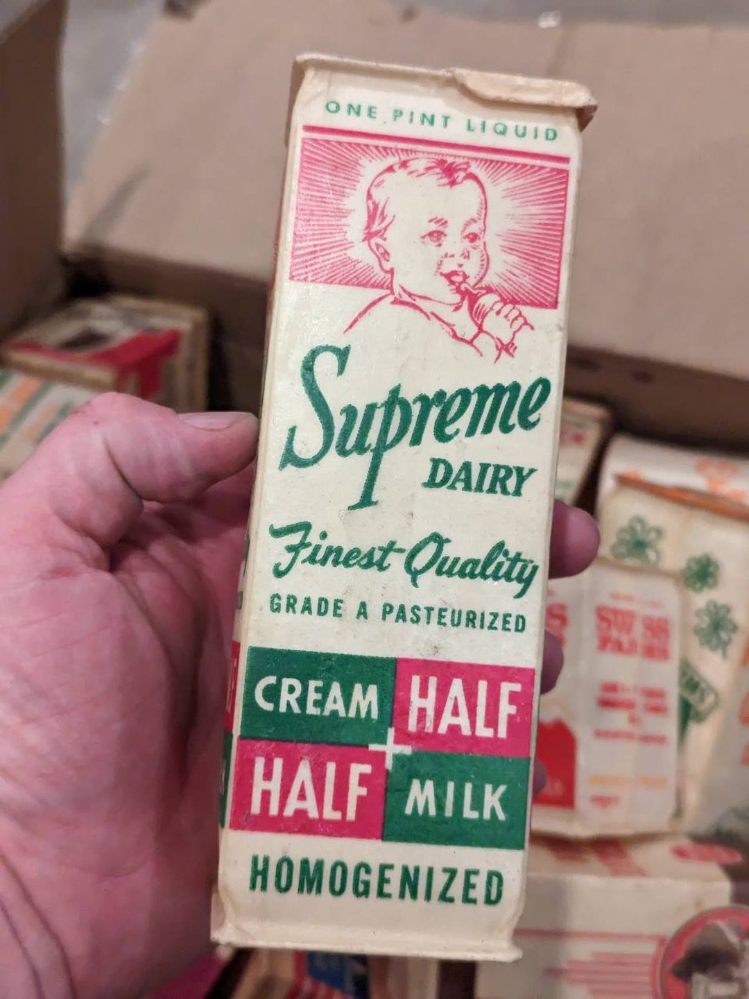NOS 1940's Supreme Dairy Milk Pint Waxed Milk Carton or Container ...