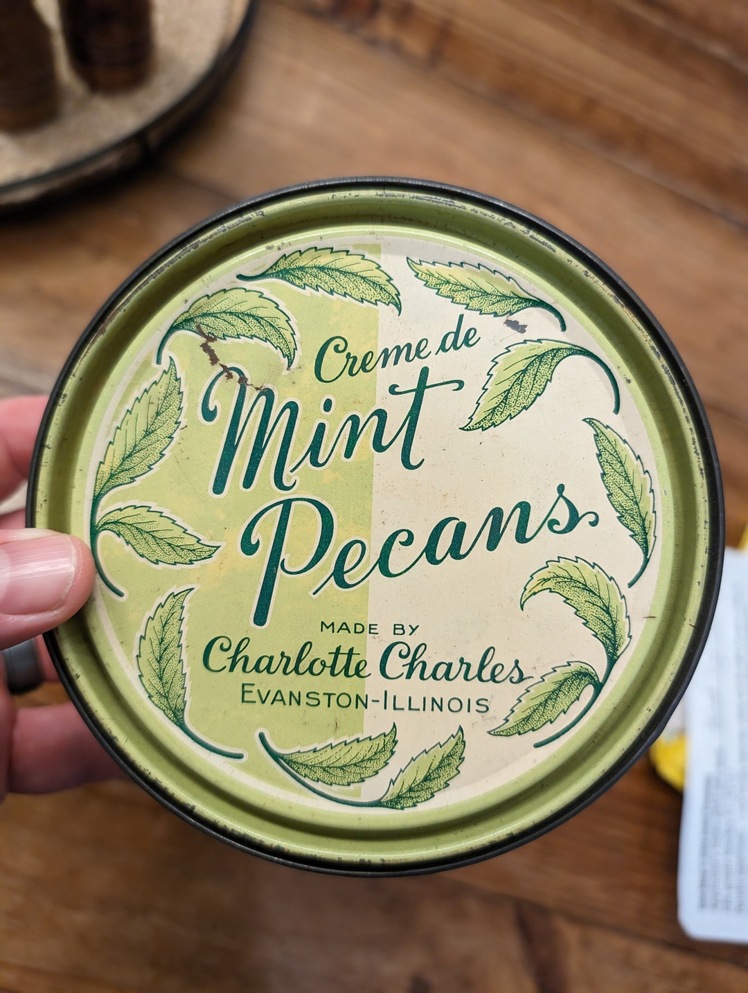 1940s Creme De Mint Pecans Mints Candies Can - Old & Original Tin From ...