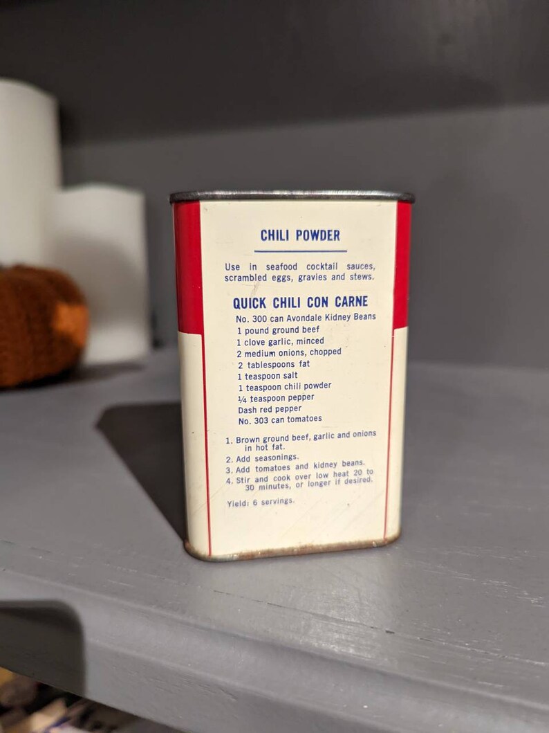 1950s Old & Original Kroger Chili Powder Spice Seasoning Metal Spice ...