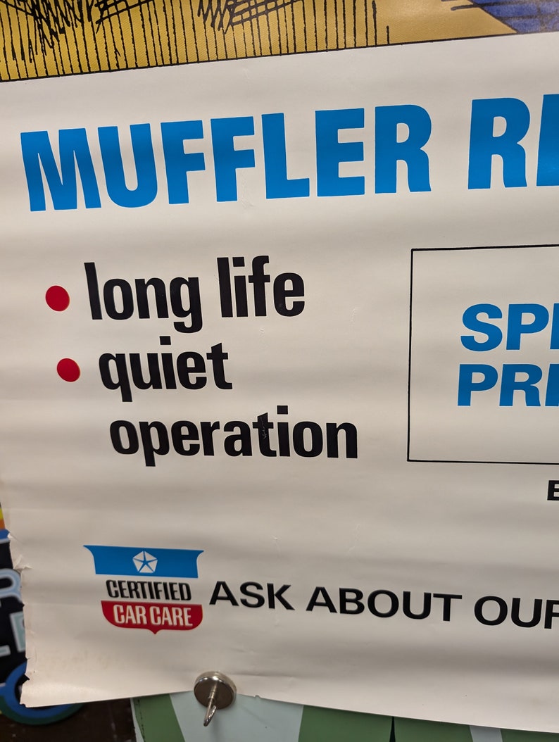 Large Original 1960s Mopar Muffler Replacement Service Car Dealership ...