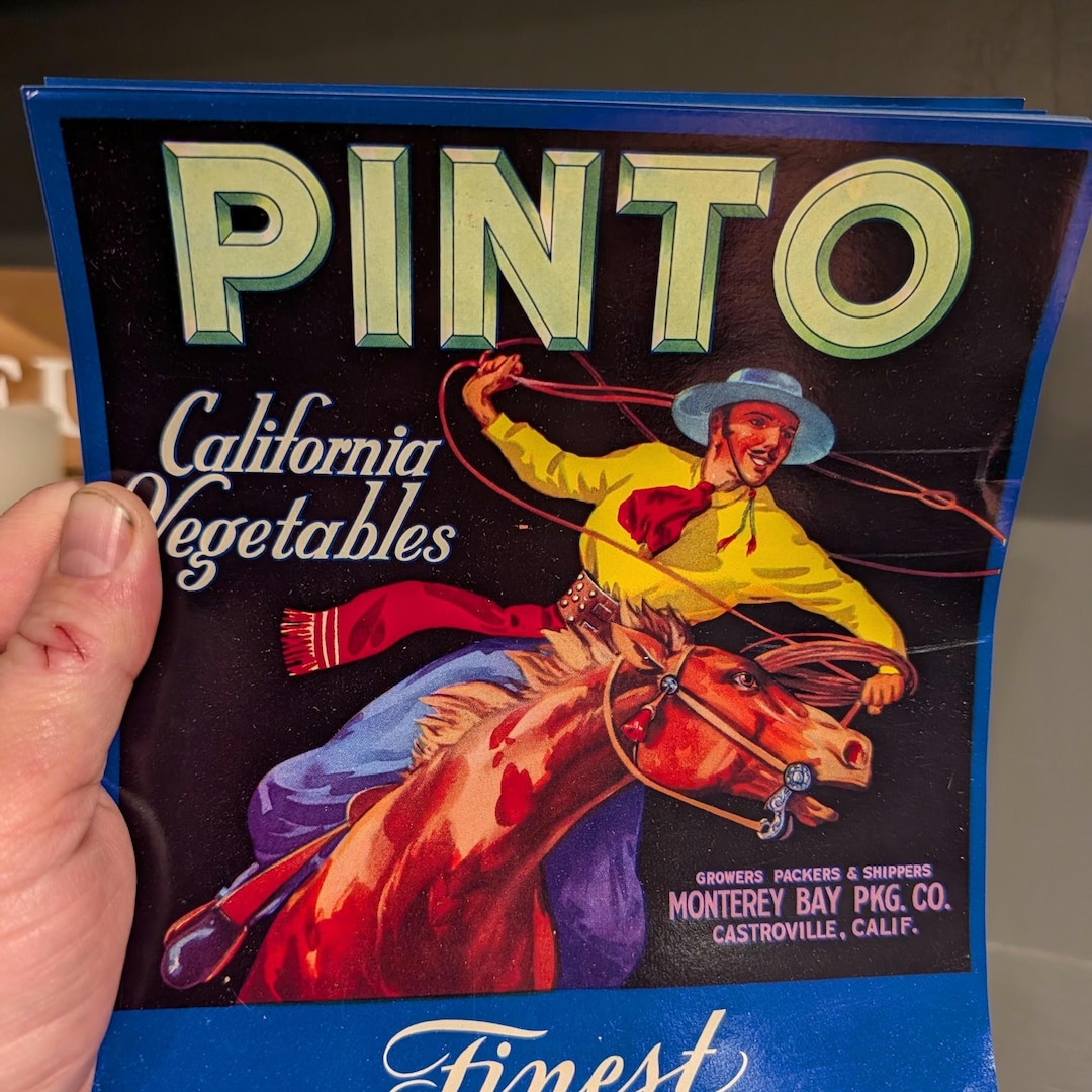 1940's Pinto California Vegetables Fruit Crate Label - Old & Original ...