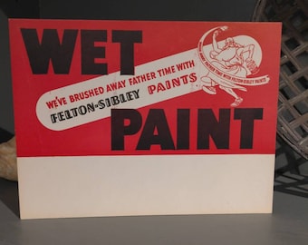 Original 1950's Dupont Paints WET PAINT Cardboard Sign | Etsy