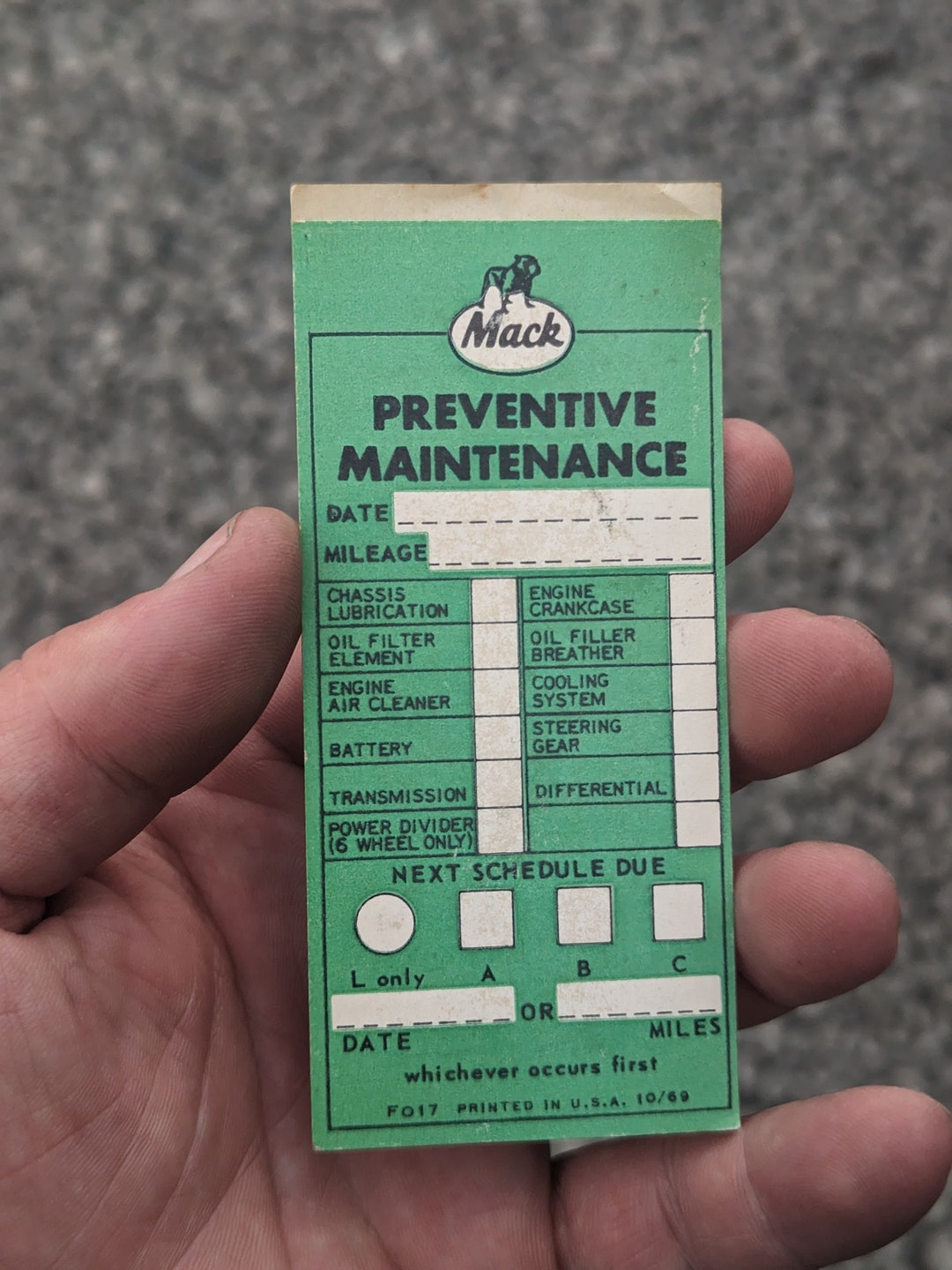 NOS Old and Original 1969 Mack Trucks Motor Oil Change Tag - Etsy