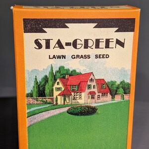 NOS 1930's 1940s Sta-green Grass Seed Box Deco - Old & Original ...