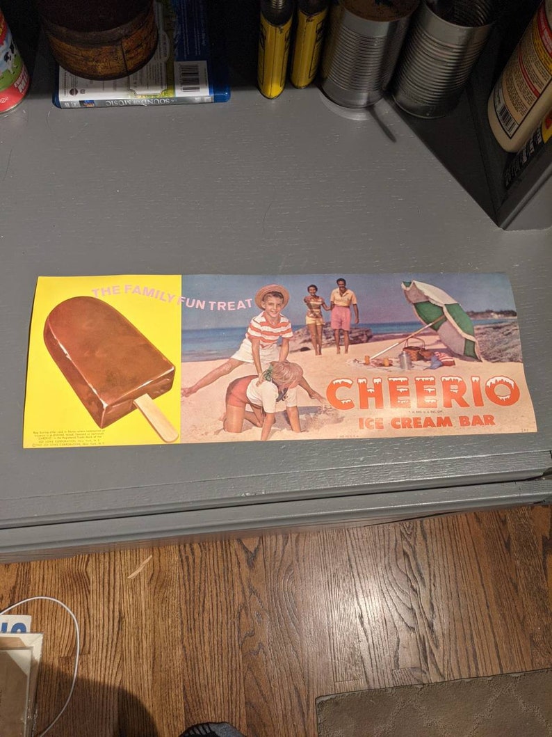 1963 Cheerio Ice Cream Bar Sign Poster Original Vintage | Etsy