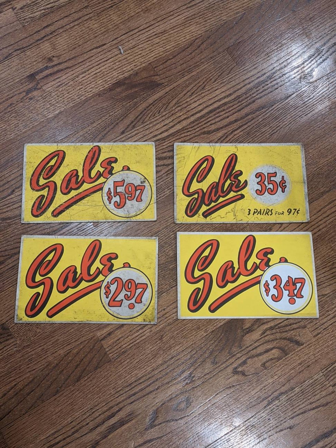 Original 1940's Yellow Red Sale Sign Store Price Sign Vintage Sign - 35 ...
