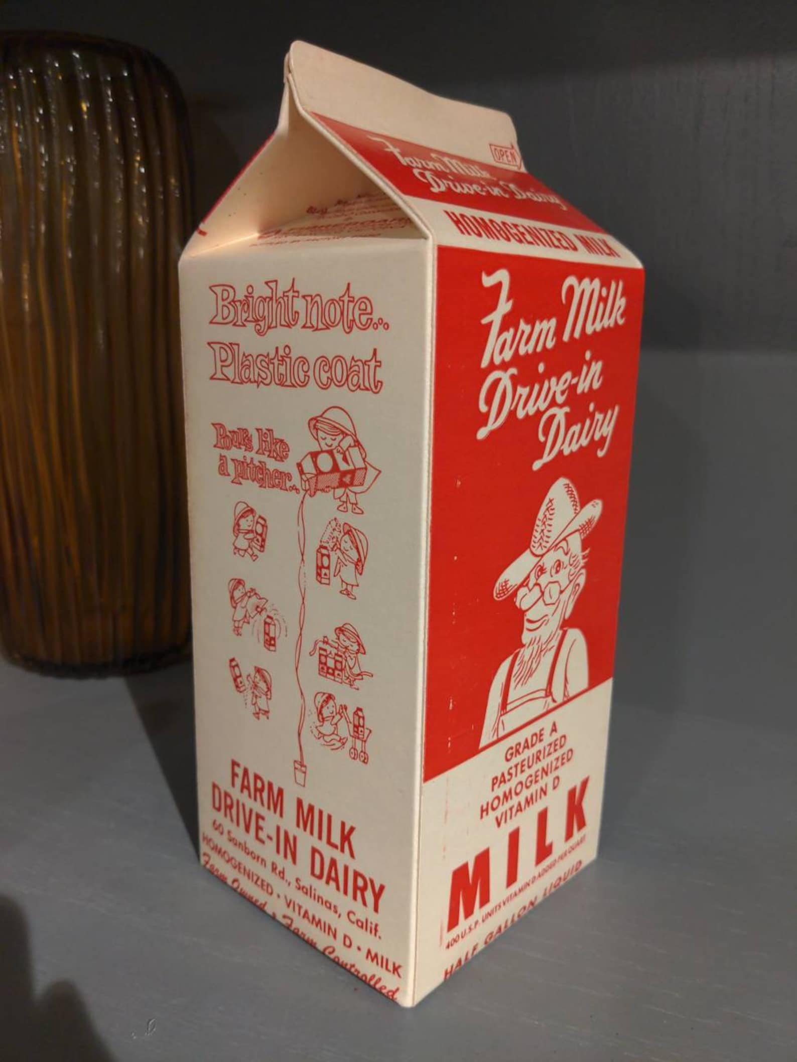 NOS 1960's Farm Milk Drive-in Dairy Milk Waxed Milk Carton | Etsy