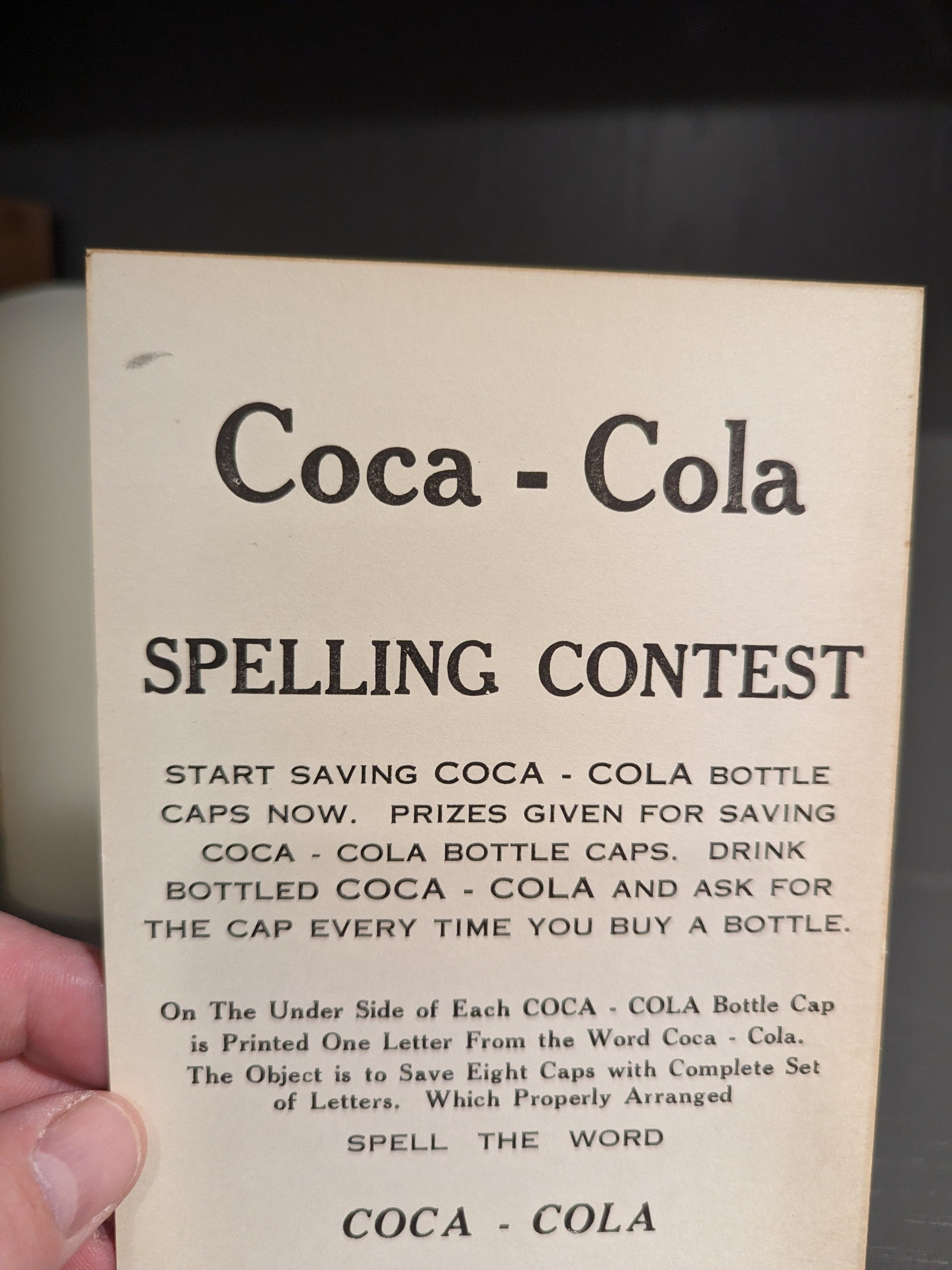 1920's Coca-cola Spelling Contest Bottle Topper - Old & Original Bottle ...