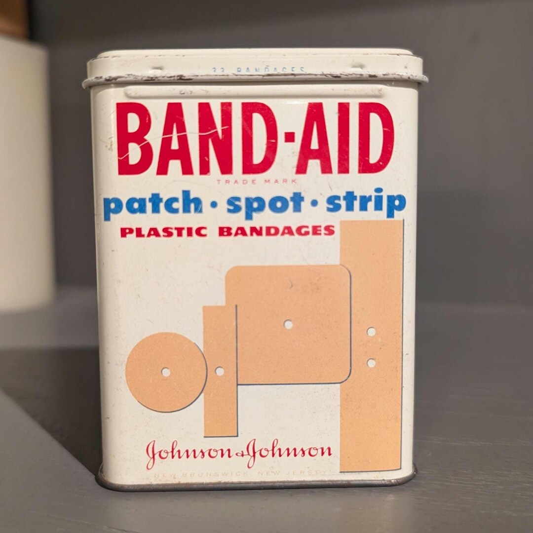 Original Vintage 1950s Band Aid Plastic Strips Spot Pad Bandaids Tin ...
