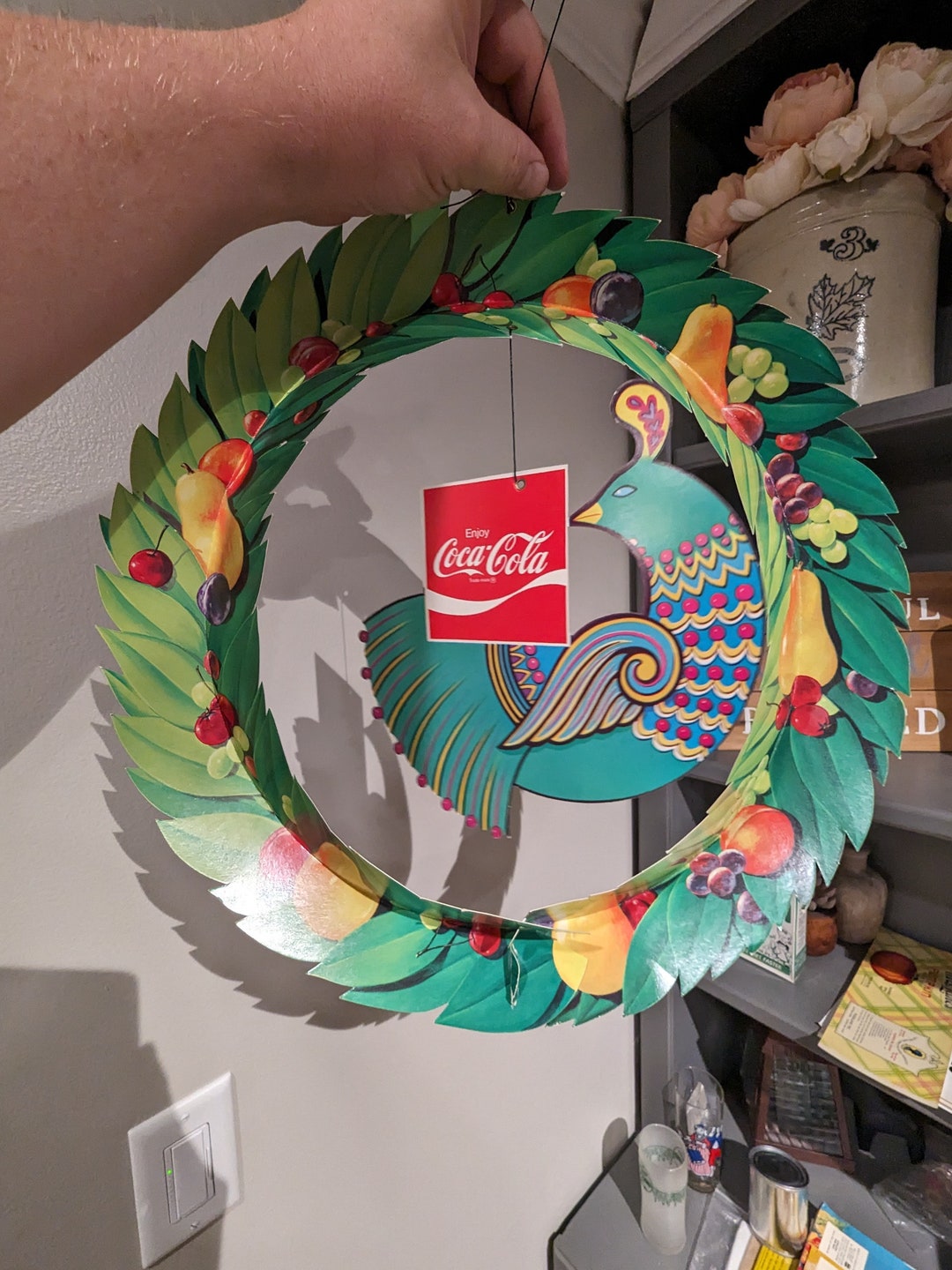 1970s Coca-cola Christmas Wreath Cardboard - Vintage & Original Double ...