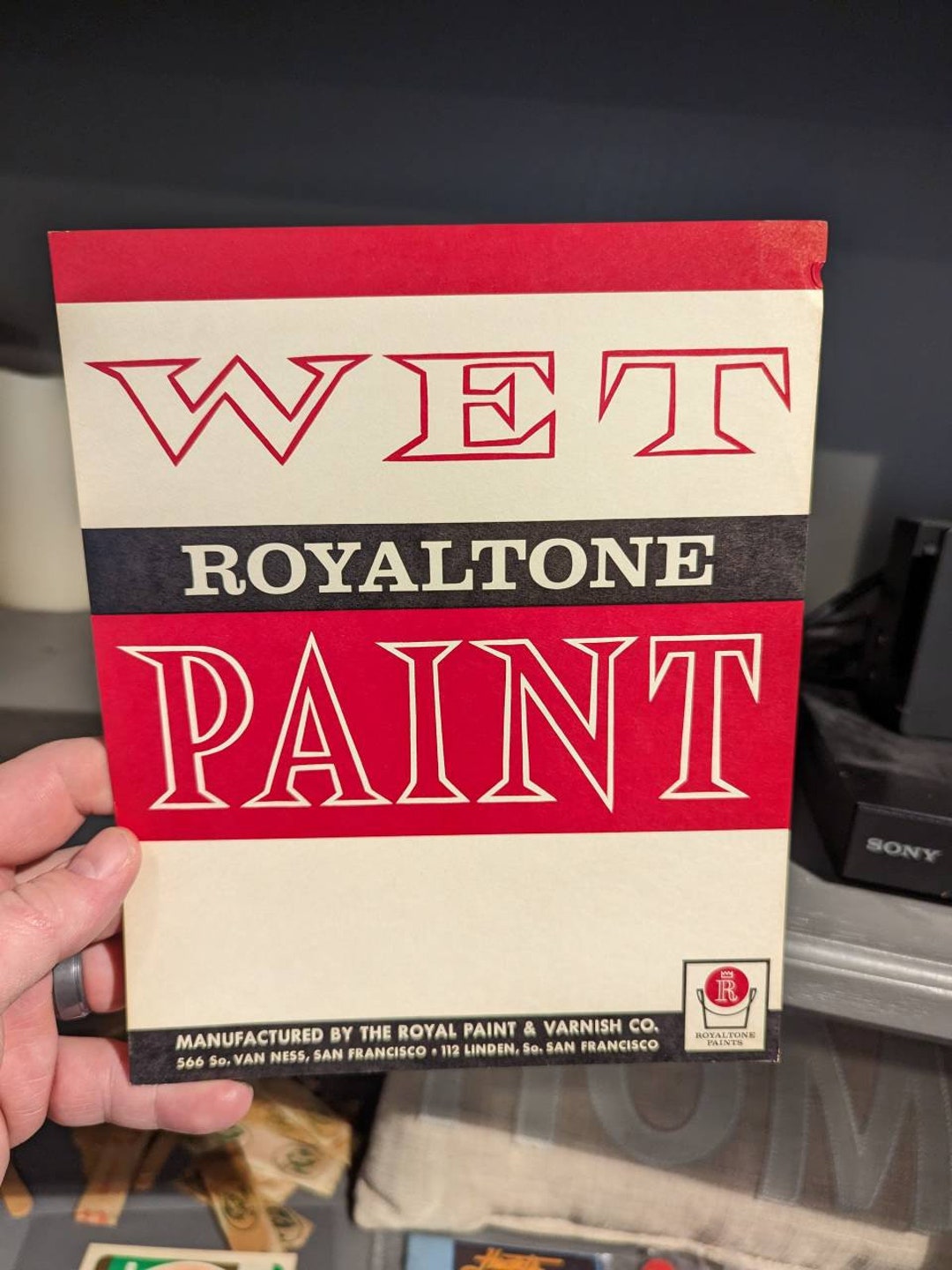 Original 1950's 60's Royaltone WET PAINT Cardboard Sign - Vintage ...