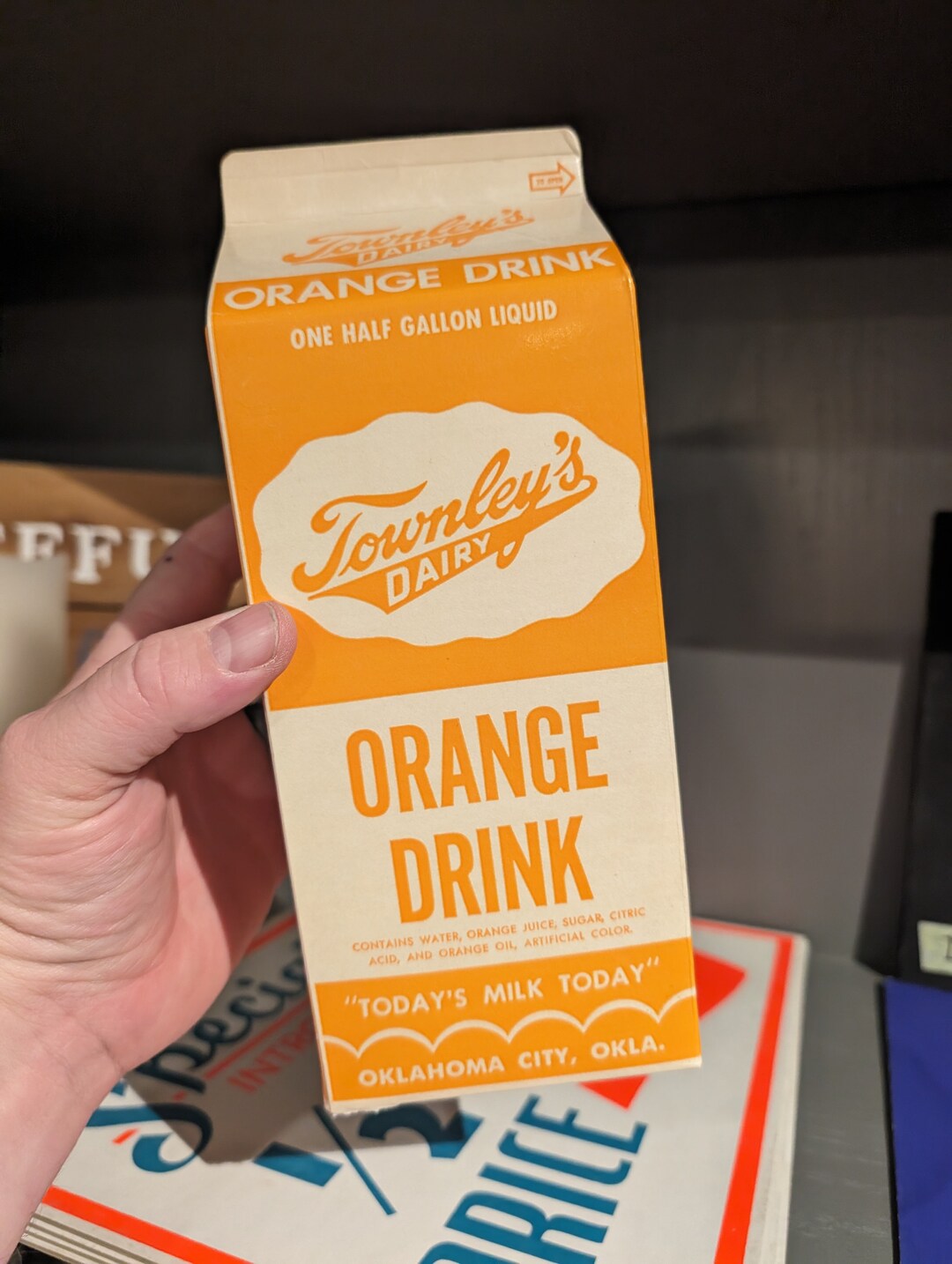 NOS 1960's Townley's Milk Dairy Milk Waxed Milk Carton or Container ...