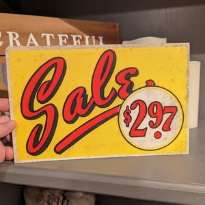 Original 1940's Yellow Red Sale Sign Store Price Sign Vintage Sign - 35 ...