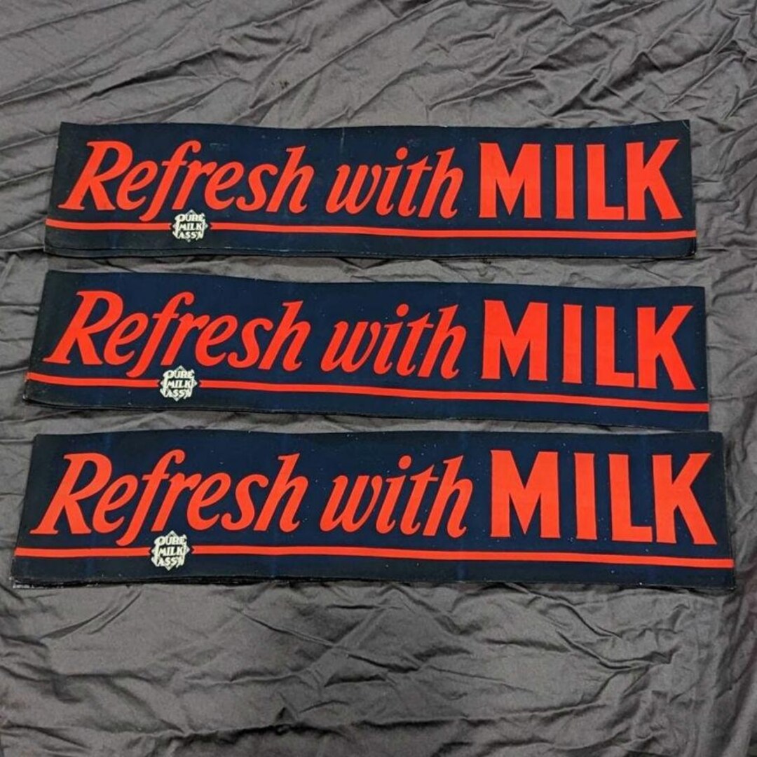 Original 1950's Pure Milk Refresh With Milk Sign Sticker - NOS New Old ...