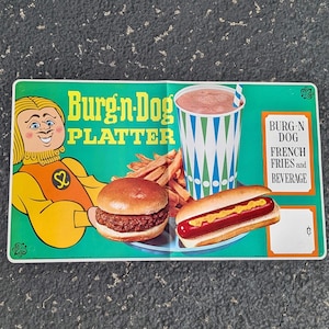 NOS 1966 Burg N Dog Platter Hot Dog Fries Restaurant Poster Drive-in or ...